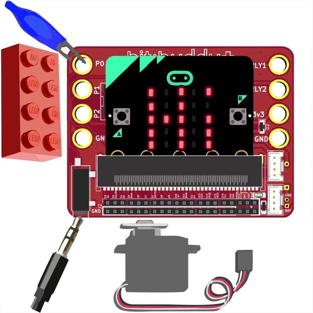 Bit:Buddy+ works with micro:bit v1, micro:bit v2 and Adafruit CLUE