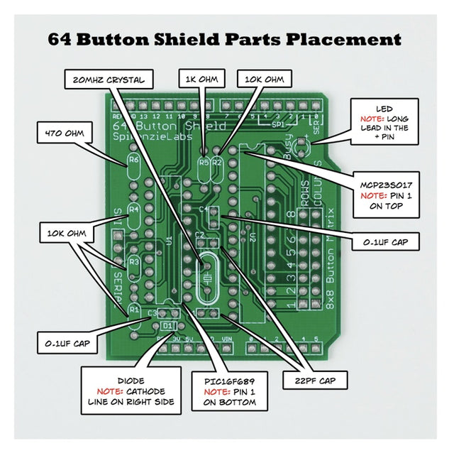 64 Button Shield for Arduino (Assembled)